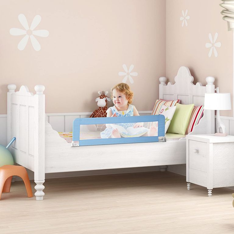 Barierka do łóżka dla dzieci 102 cm, niebieskie
